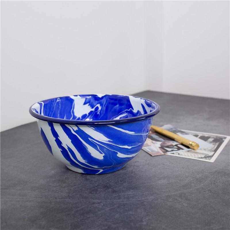 Blue Marbled Breakfast Plate Thick Enamel Flat Pla... – Grandado