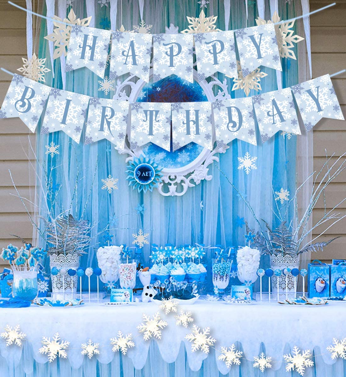 Happy Birthday Banner for Frozen Theme, Winter Won... – Grandado