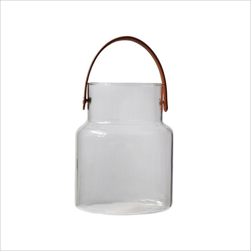 Unique Nordic Glass Storage Jar Bottle with Leathe... – Grandado