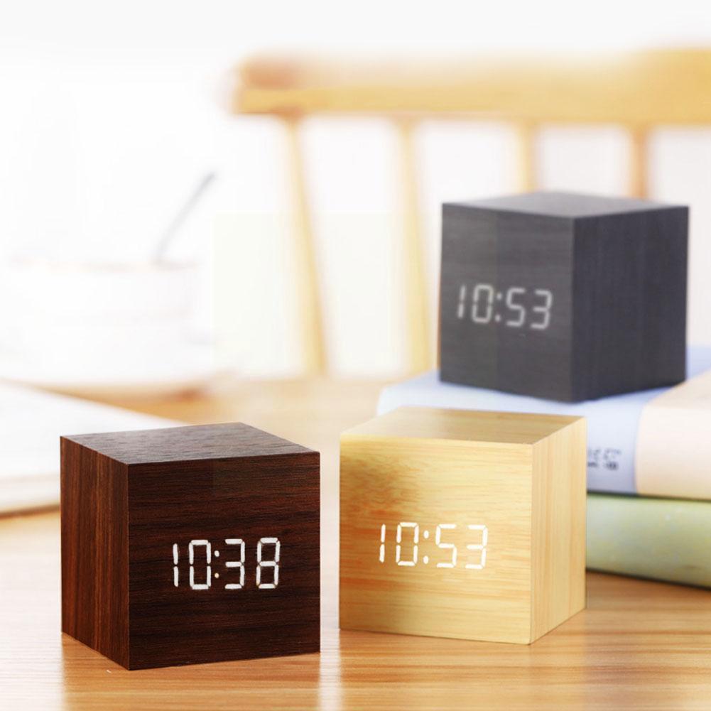 Gekwalificeerde Digitale Houten Led Wekker Hout Re... – Grandado