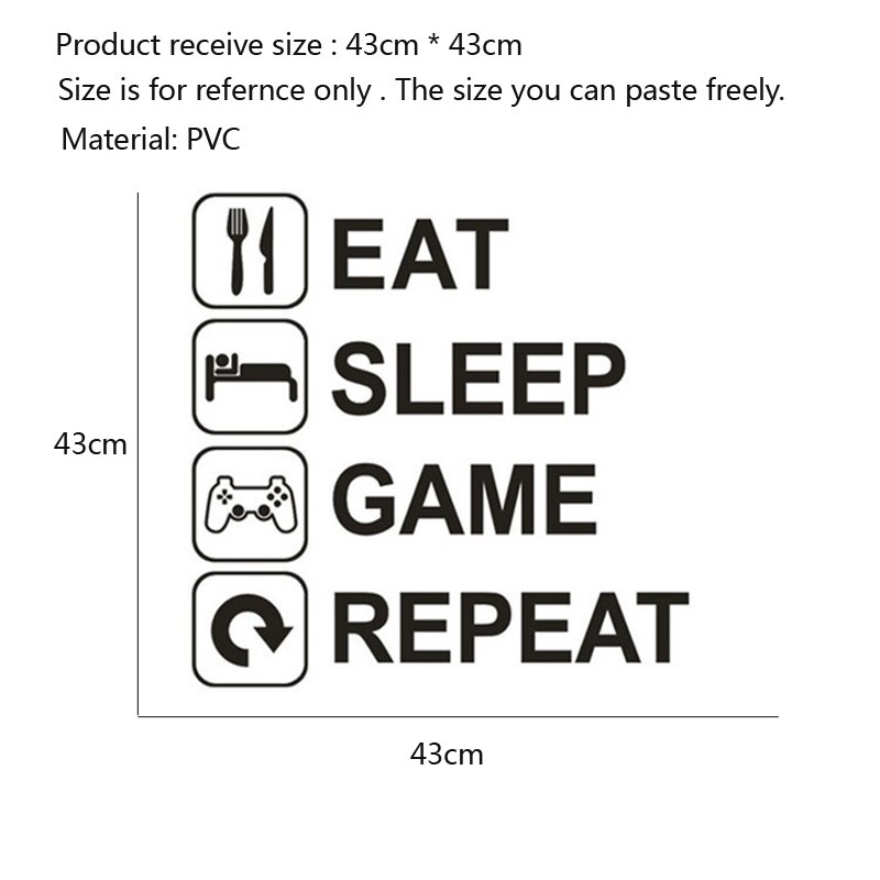 EAT SLEEP GAME Trilogy Wall sticker for boy and ki... – Grandado
