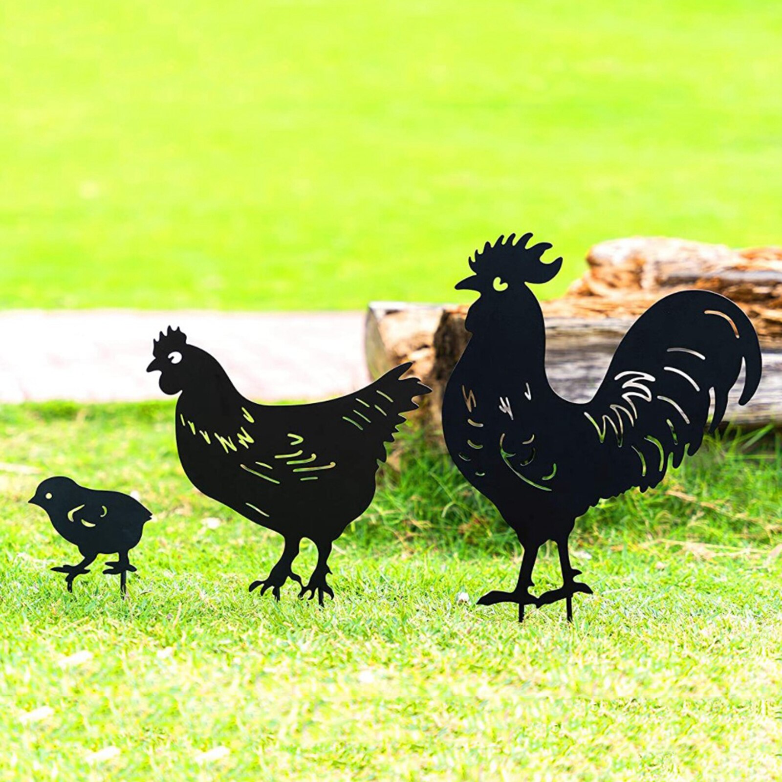 3x Acrylic Rooster Hen Decor, Chicken Yard Art Gar... – Grandado