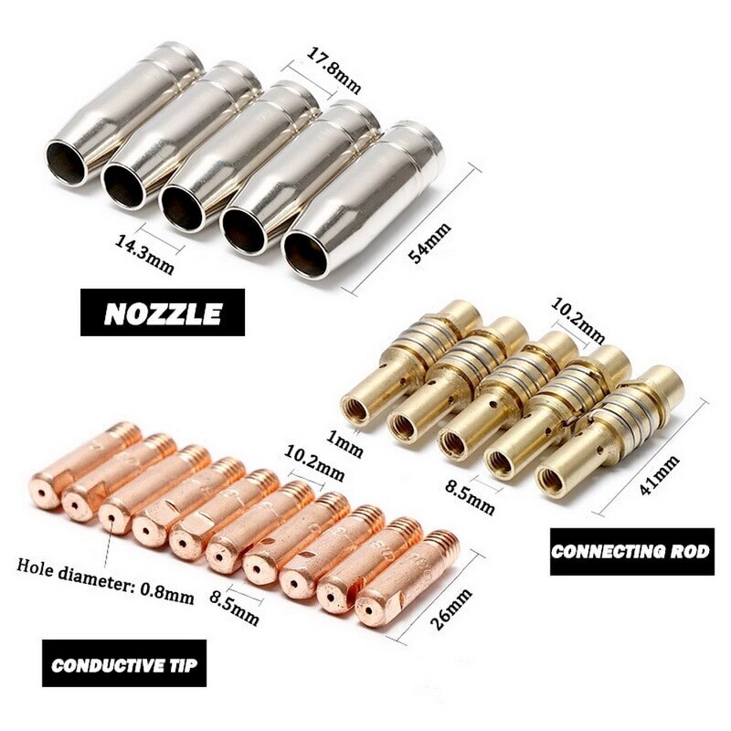 12 /11Pcs Geleidende Nozzle 0.6 0.8 1.0 Mm MB-15AK... – Vicedeal