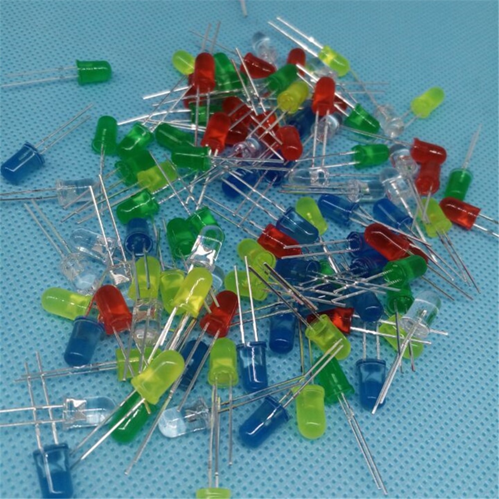 100pcs 5mm diode 2pin Round Cool white /red /blue ... – Vicedeal
