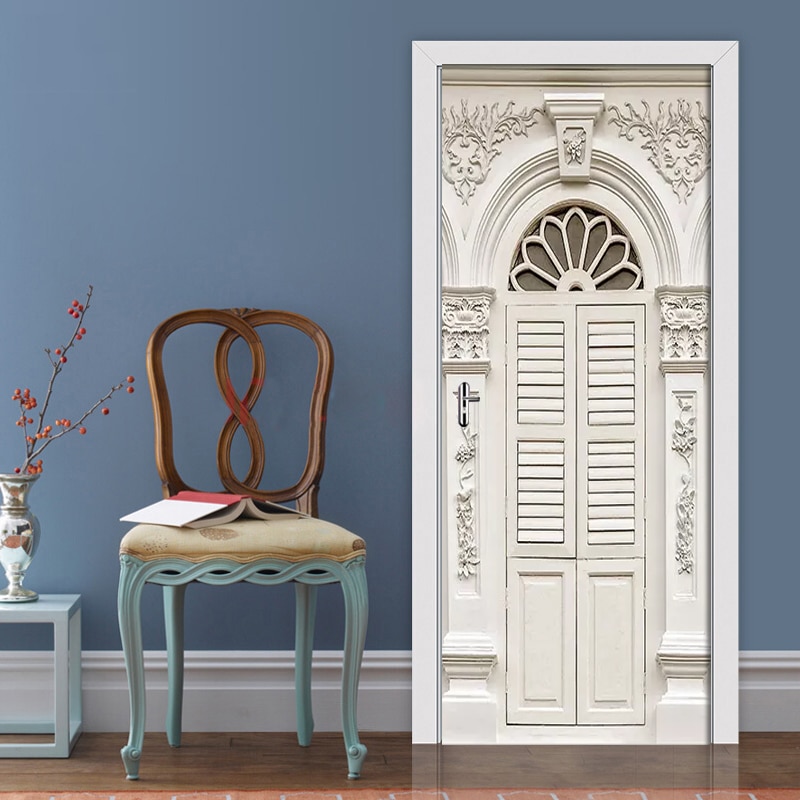 European Embossed Pattern Door Stickers 3D Wallpap... – Grandado