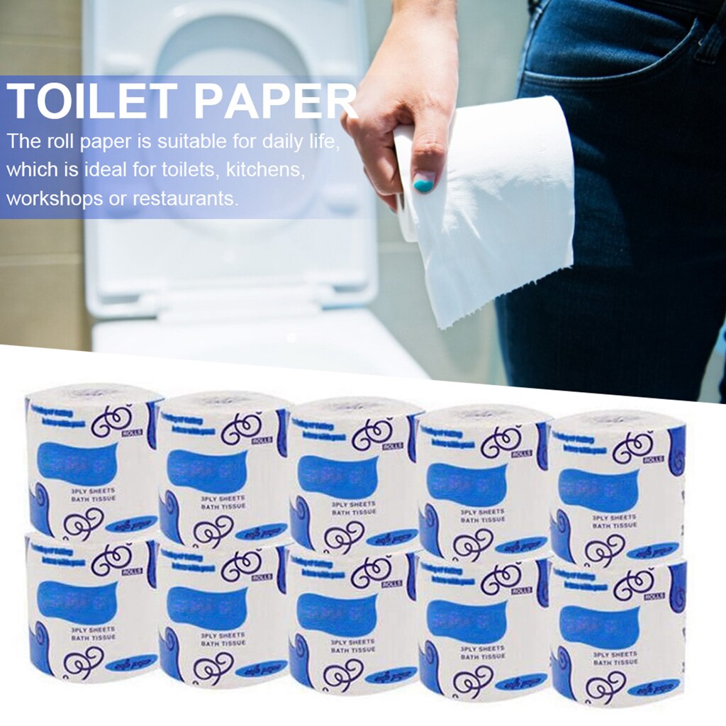 10 Rolls Toilet Paper Bulk Rolls 3-Ply Silky Smoot... – Grandado