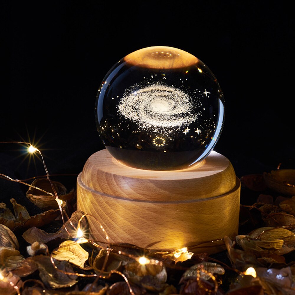 Crystal Ball Music Box With Light Universe Moon Ga... – Grandado