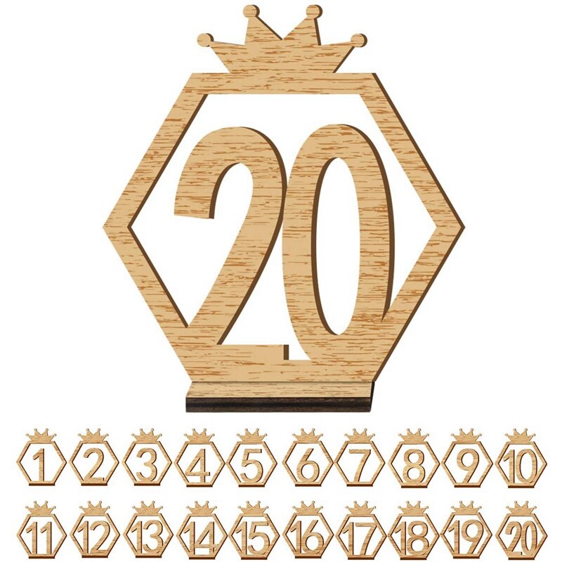 1-20 Table Numbers Wooden Sign Wedding with Crown ... – Grandado