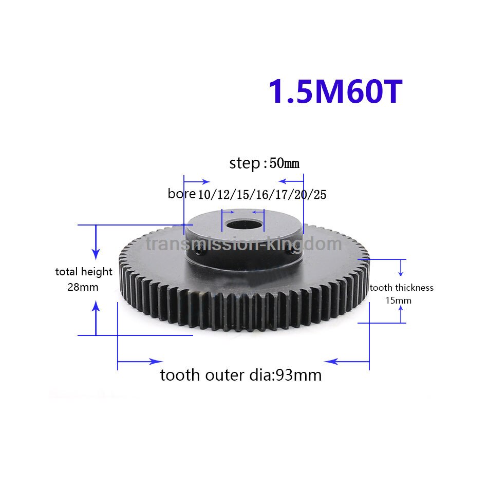 1PCS 1.5 Modulus 45# Steel Spur Gear With Step Met... – Vicedeal