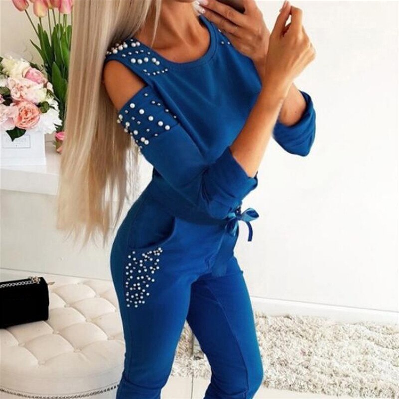Women Tracksuit Sportswear Solid Color Sport Suit ... – Vicedeal