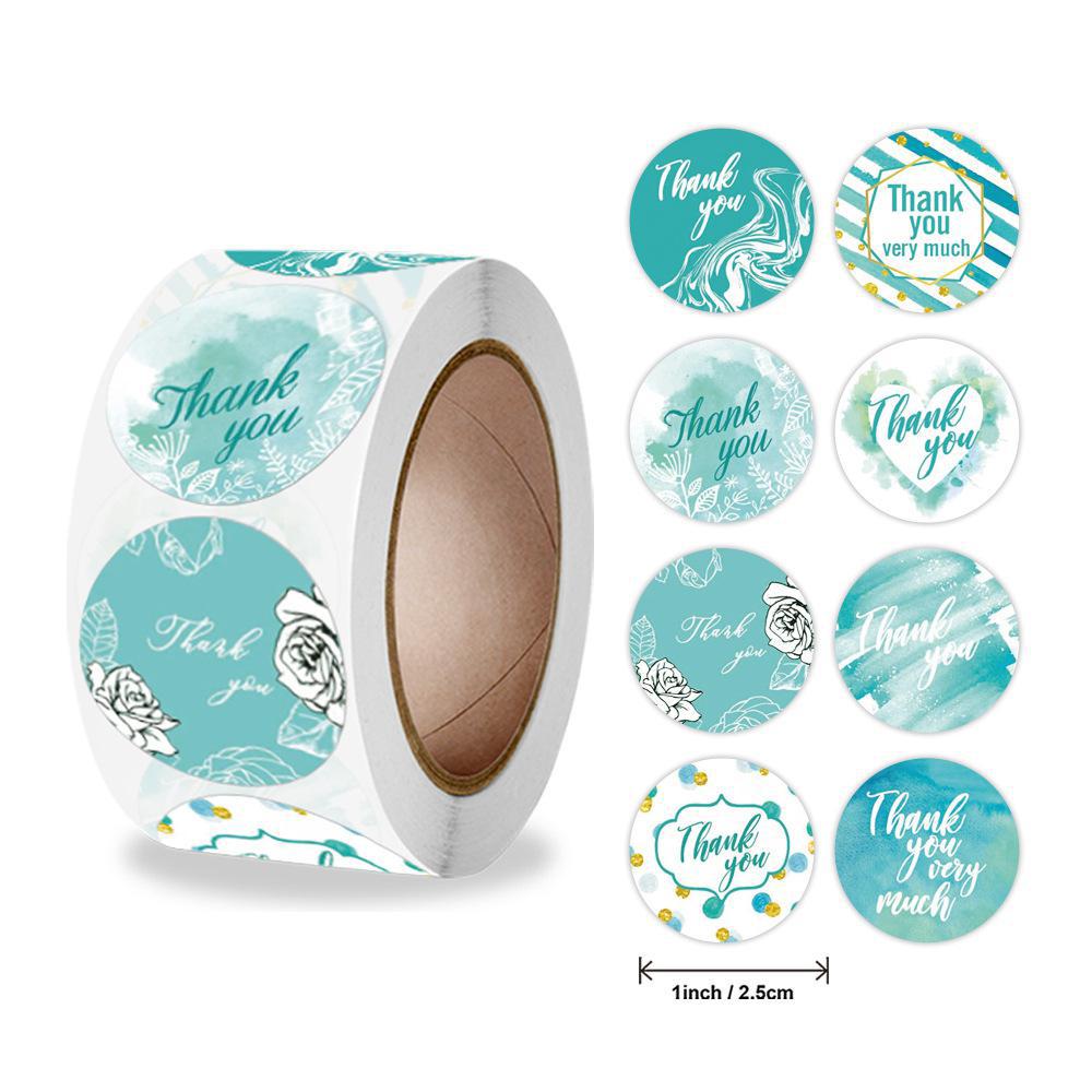 500 Stuks Dank U Stickers Blauw Aquarel Dank U Env... – Grandado