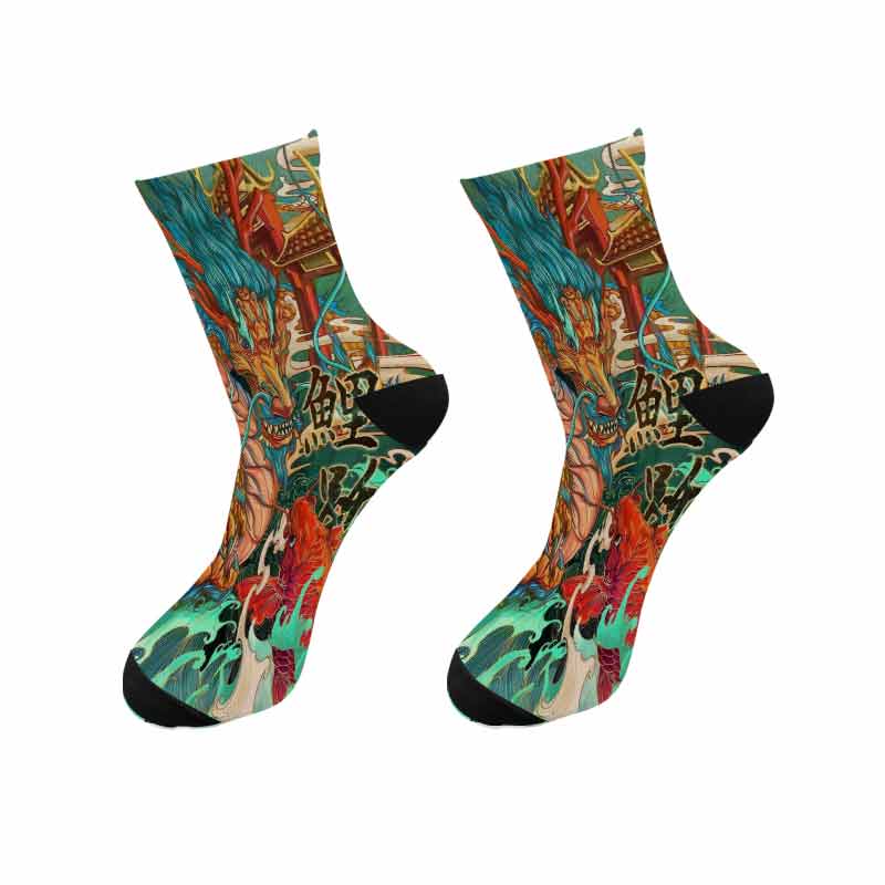 3D Print Chinese Traditional Paint Crew Socks Japa... – Vicedeal