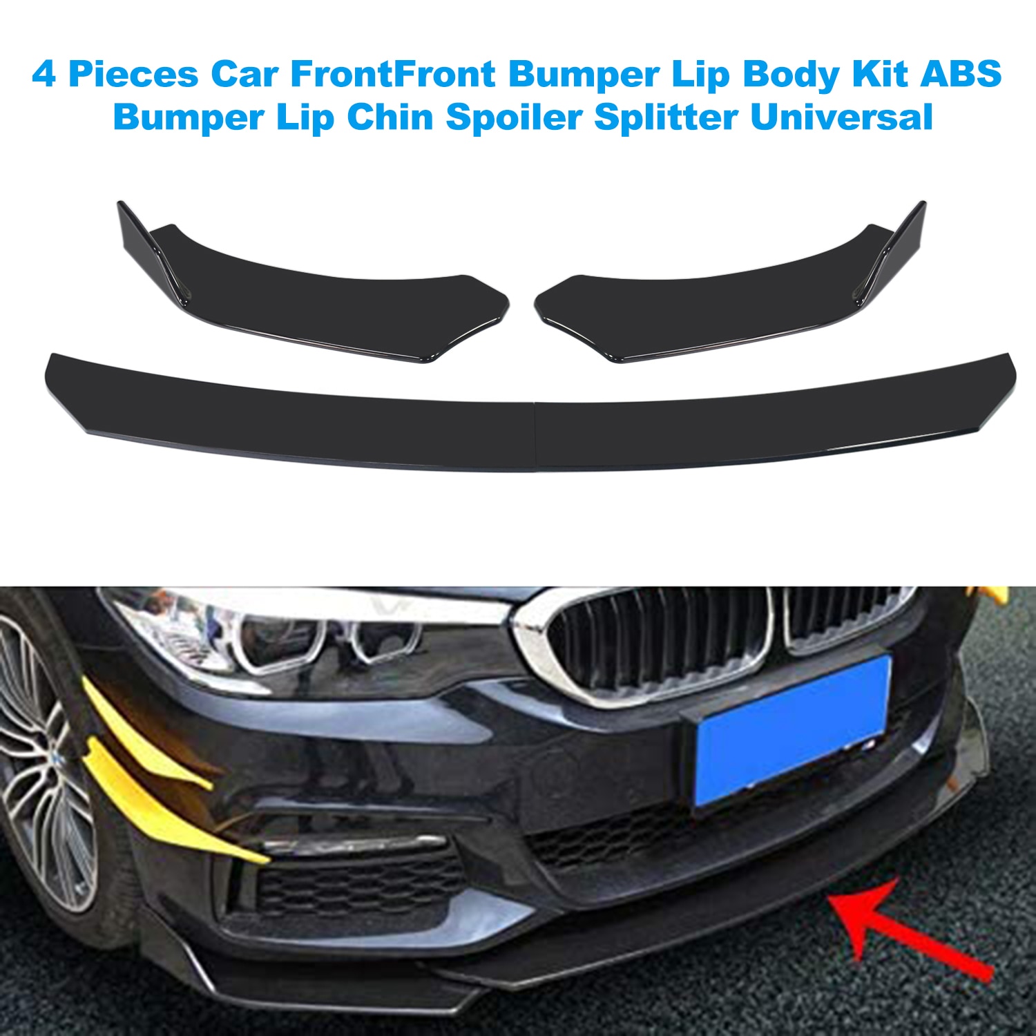 4 Pieces Car Front Bumper Lip Body Kit ABS Bumper ... – Vicedeal