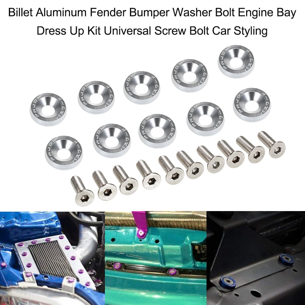 Billet aluminium fender kofanger skive bolt motor bay dress up kit ...