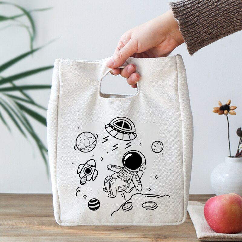 Space Aerospace Canvas White Neutral Rice Bag Food... – Grandado