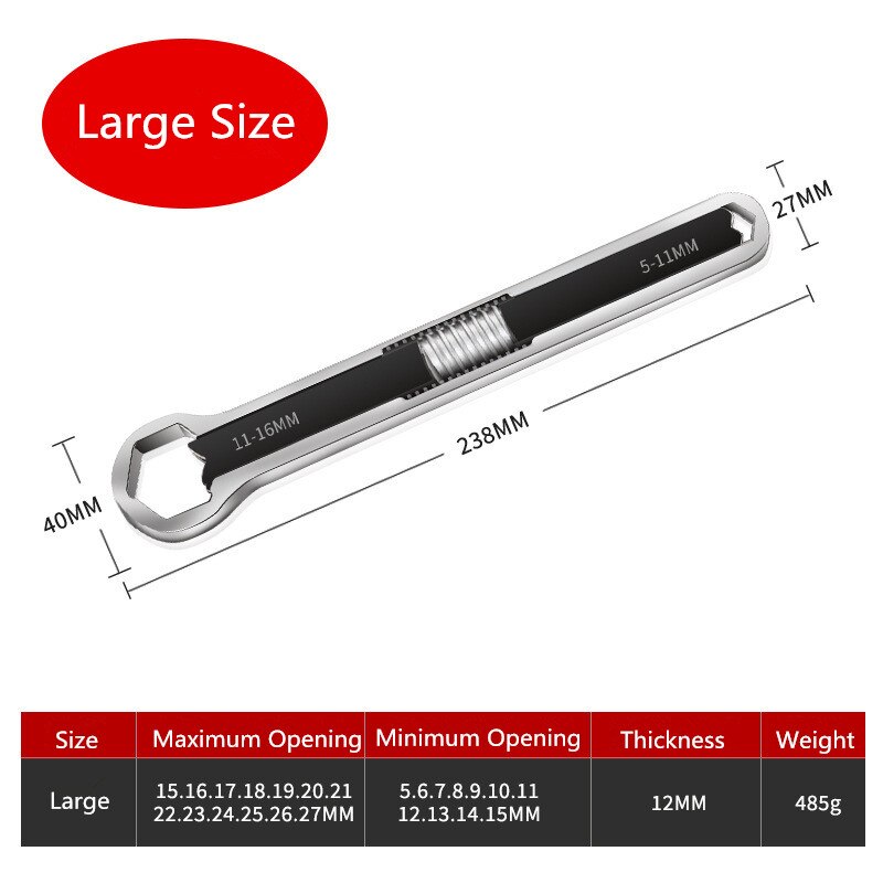 Multi-function Adjustable 5-27mm Metric Wrench Set Gear Torque and ...