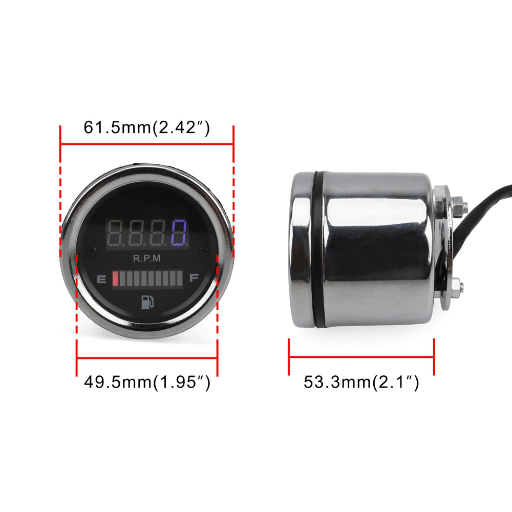 DC 12V Waterproof Motorcycle 2 in 1 Tachometer RPM... – Vicedeal