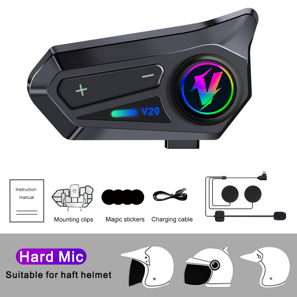 V20 casque de moto Bluetooth casque moto casque co... – Grandado