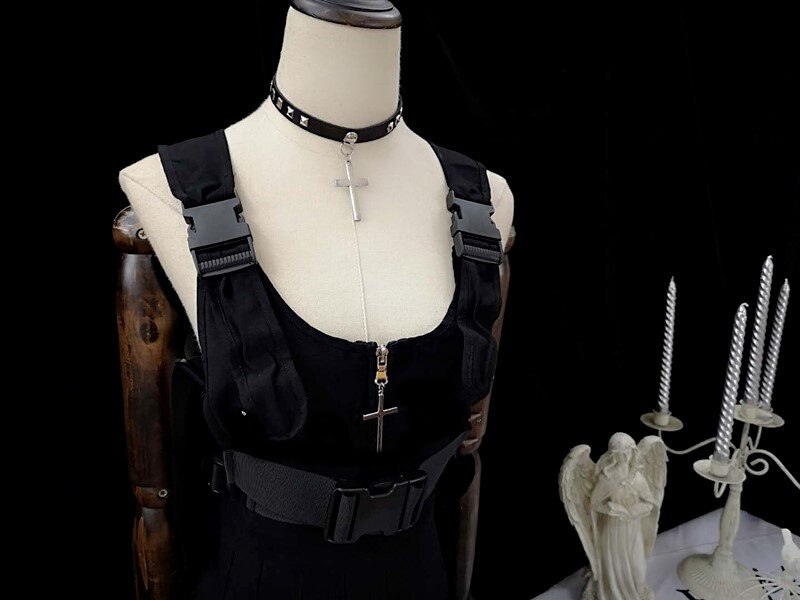 Spring Summer Harajuku Women Punk Style Cross Plea... – Grandado