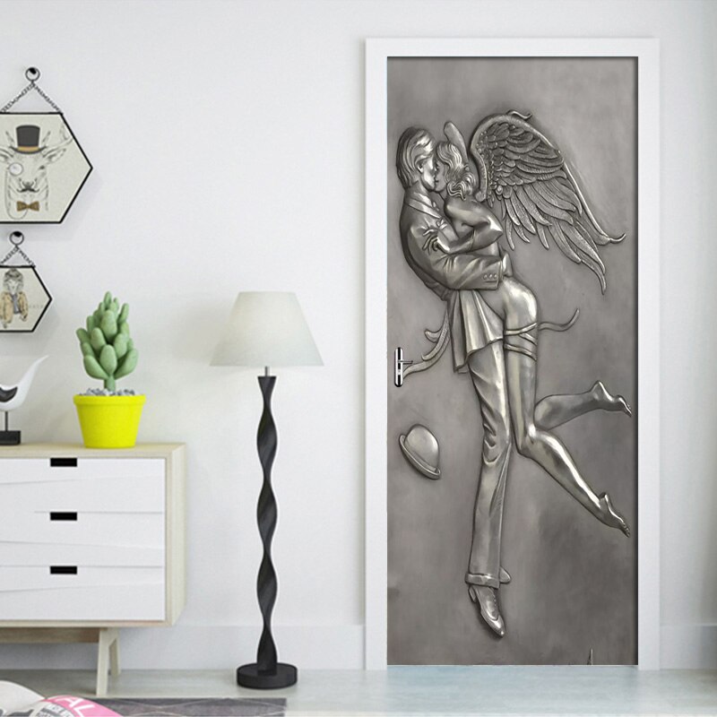 Embossed Couple Angel Door Sticker Bedroom Door De... – Grandado