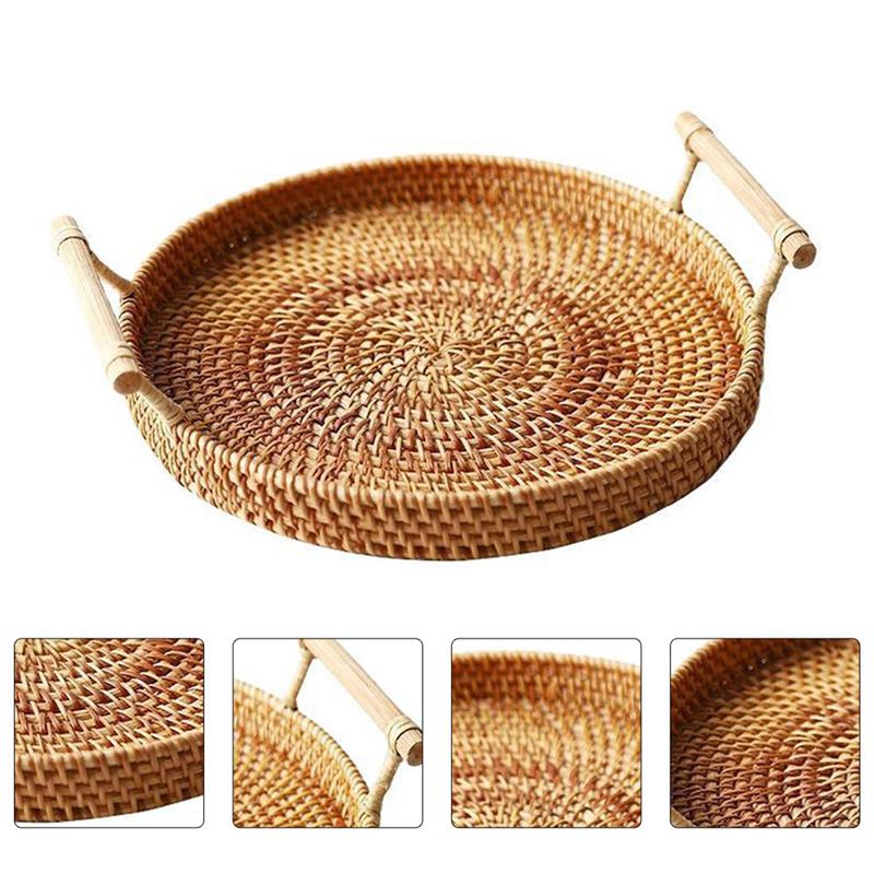 Rattan Woven Basket Simple Dessert Storage Plate B... – Vicedeal