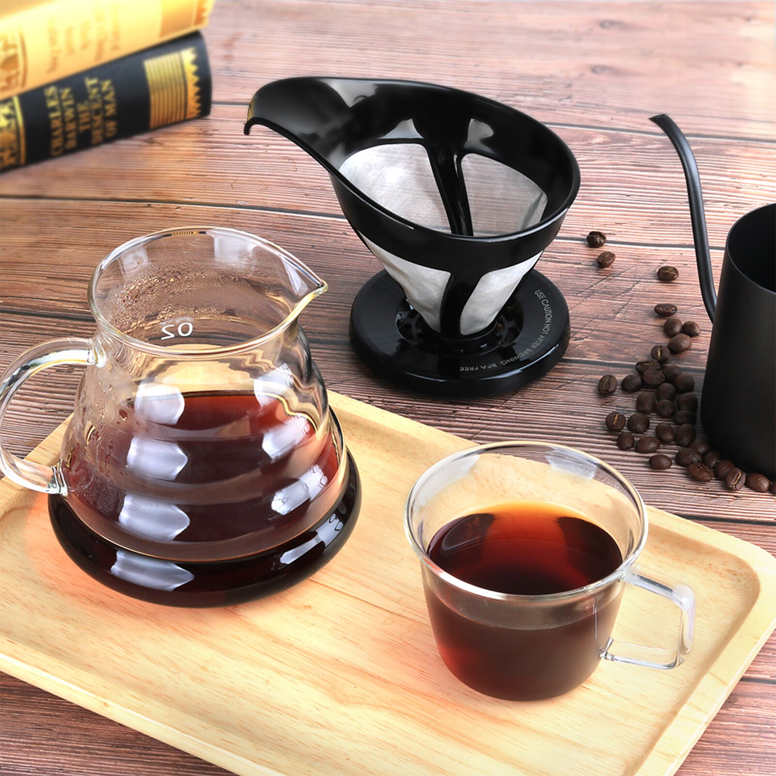 Pour Over Coffee Maker Set Kit Includes 350ml Goos... – Grandado