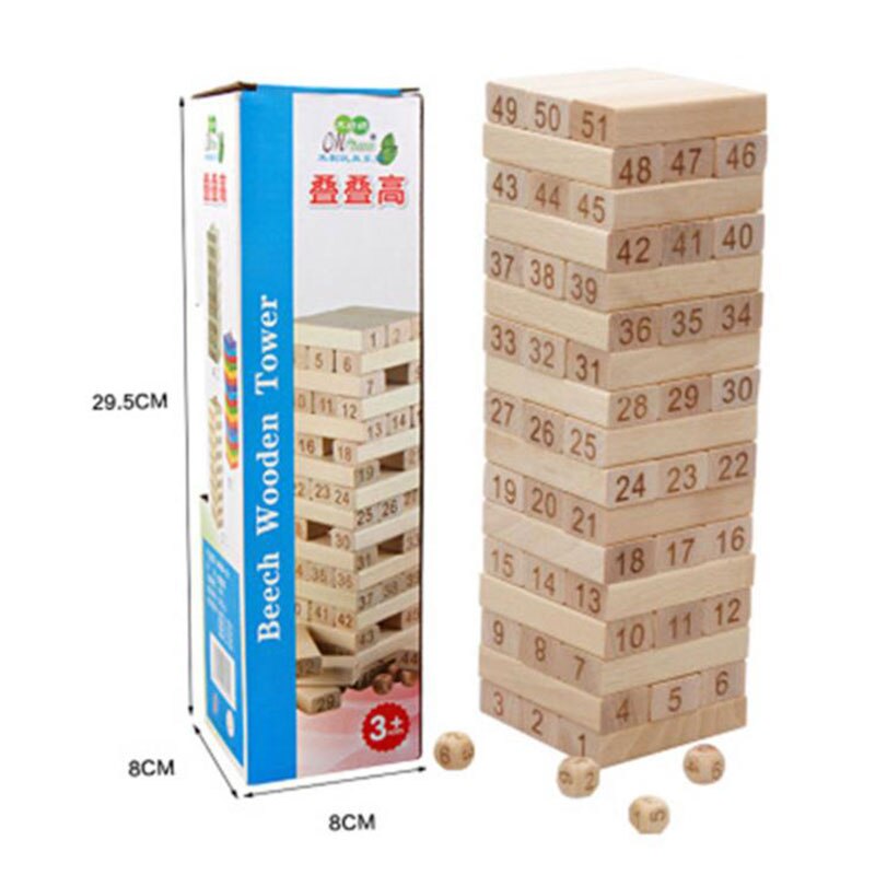 51 Pcs/Set Beech Wooden Toys Tower Wood Building t... – Grandado