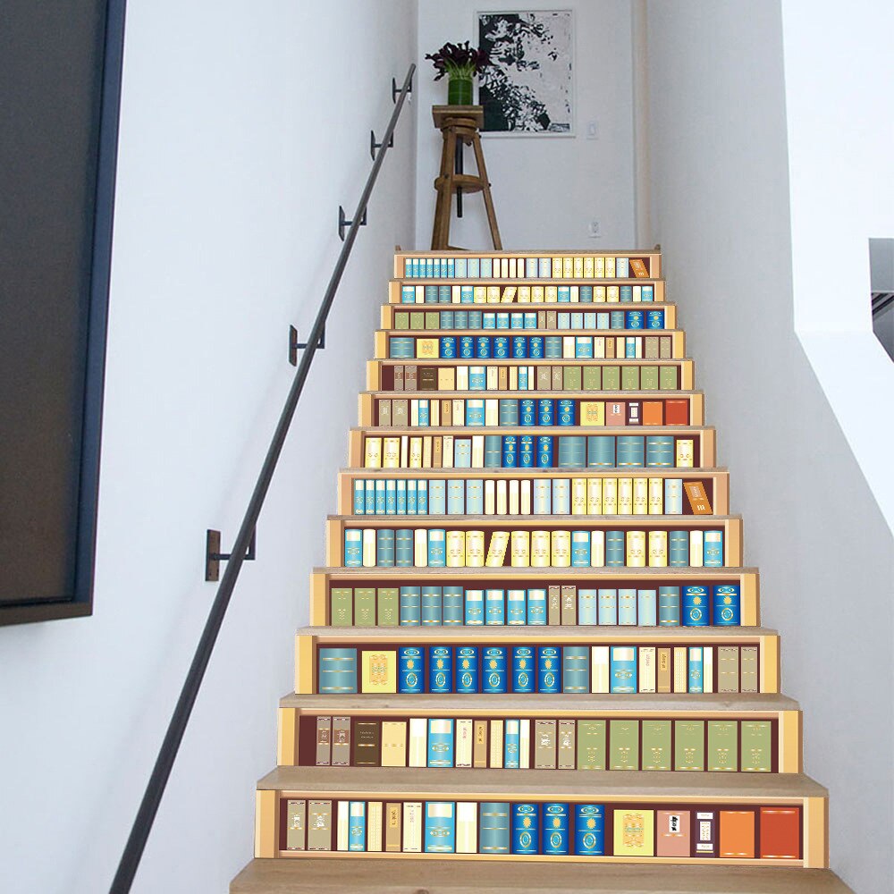 Bookcase Staircase Sticker For House Stairs Decora... – Grandado