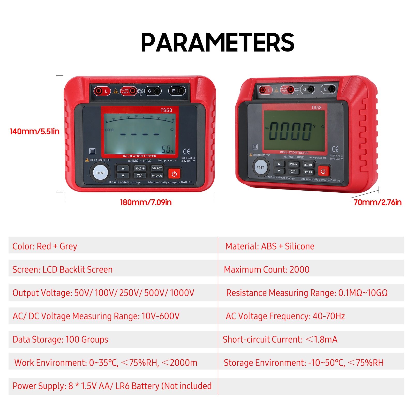 Digital Insulation Resistance Tester 0.1MΩ-10GΩ Me... – Vicedeal