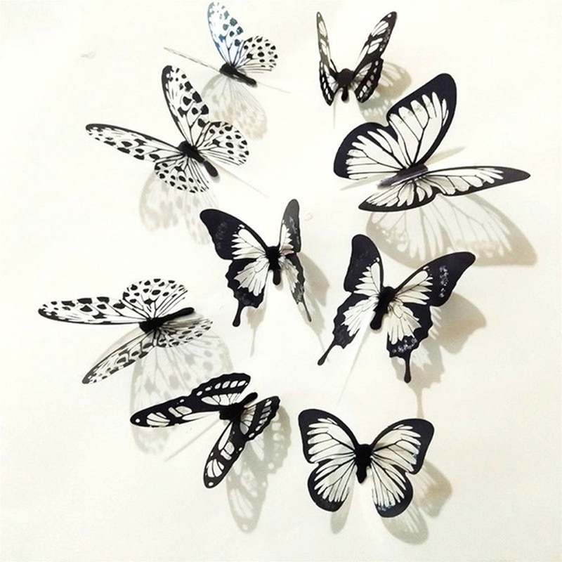 21*29.5Cm Black 3D Sticker White Butterfly Baby Wa... – Grandado