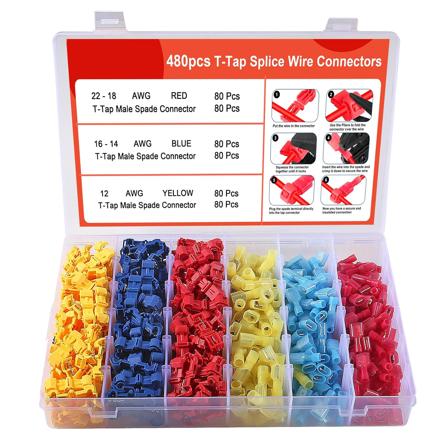 480Pcs T-Tap Wire Connectors, T-Tap Wire Terminals... – Vicedeal