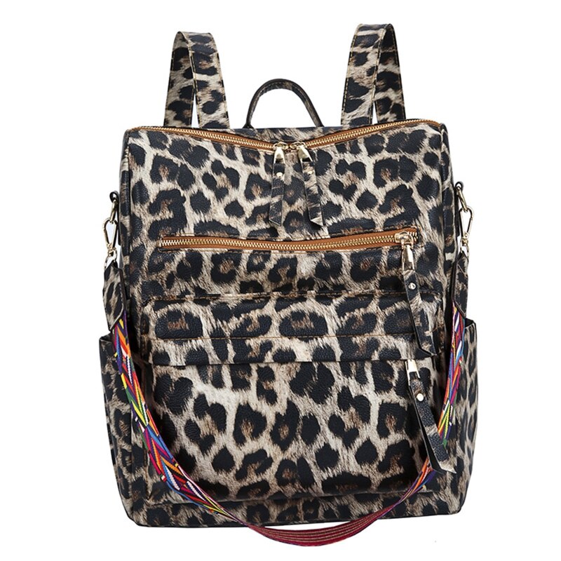 Leopard Women Backpack Girl Ladies PU Leather Purs... – Vicedeal