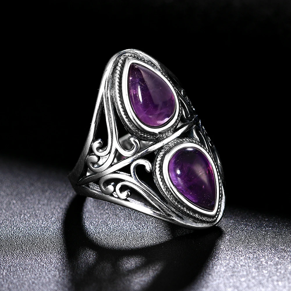 Charms 6 x 9mm natural amethyst s925 sterling sil... – Grandado