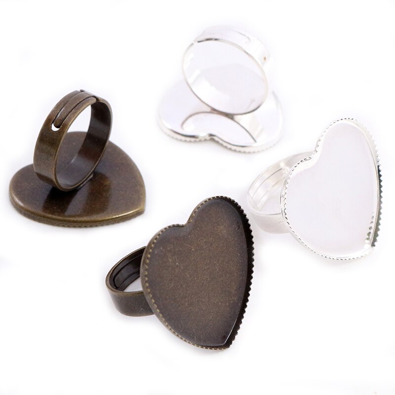 25mm 5 stk bronze / sølv forgyldt hjerte stil just... – Grandado