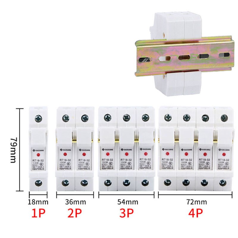 RT18 32X AC 32A 64A 1 Pole DIN Rail Mount Fuse Hol... – Grandado