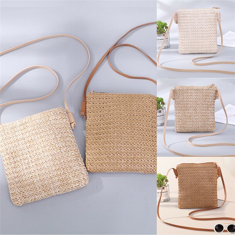 Women Straw Plait Small Square Bags One Shoulder S... – Vicedeal