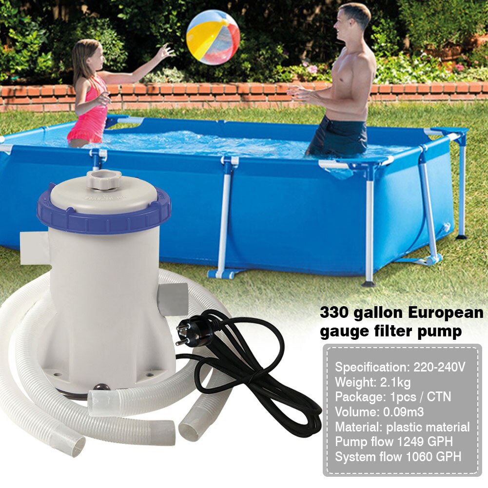 Pool Filter Pump 330 Gallons EU Plug Clear Cartrid... – Grandado