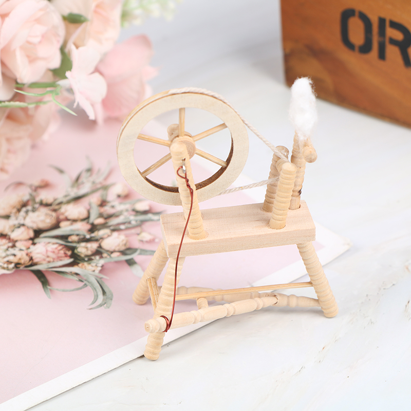 1/12 Dollhouse Miniature Wooden Spinning Wheel Dol... – Vicedeal