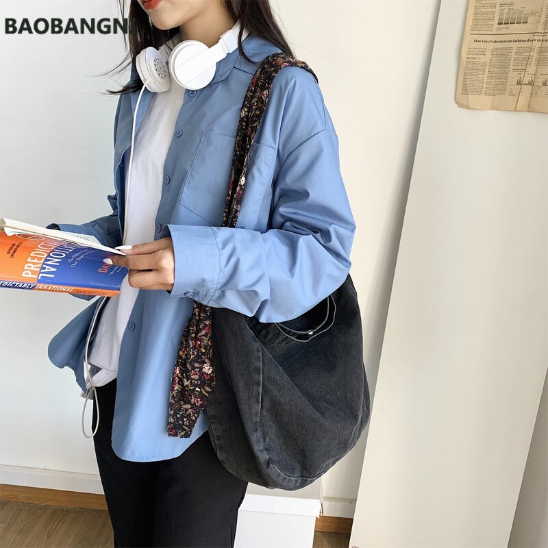 Denim Tote Bag Broken Flower Strap Jean Bag Girl C... – Vicedeal