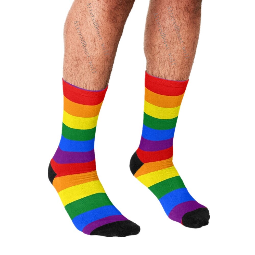 Funny Men's socks Rainbow Gay Pride Pattern Pr... – Grandado