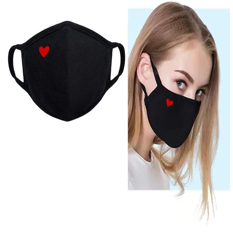 Washable Heart-shaped Printed Cotton Face Covers D... – Grandado