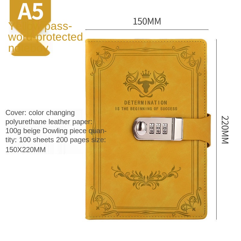 200 pages A5 retro password book with lock diary t... – Vicedeal