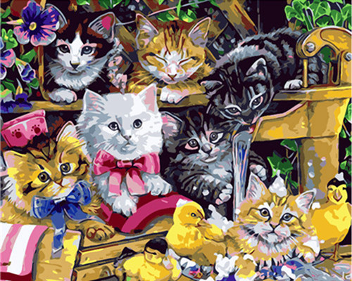 HUACAN Paint By Number Cat HandPainted Animal Kits... – Grandado