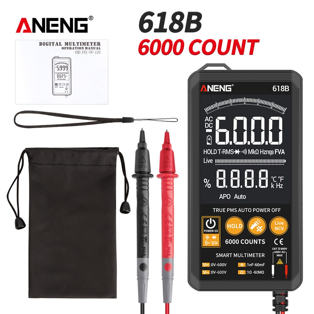 ANENG 618B Digital Multimeter Touch DC/AC Analog T... – Grandado