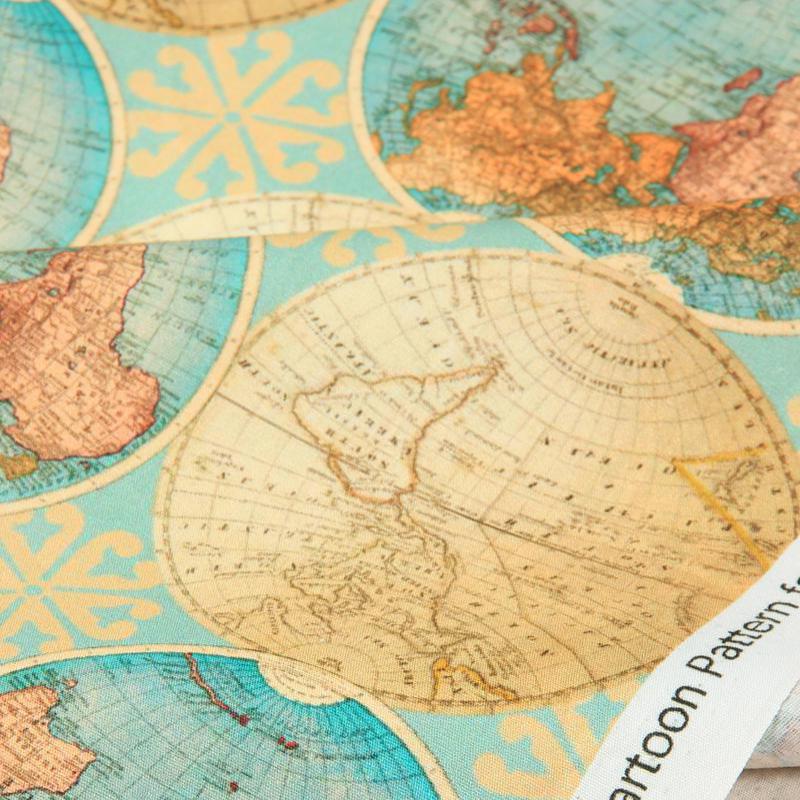 45*110cm Muslin Poplin Nordic Map Printed Fabric S... – Grandado