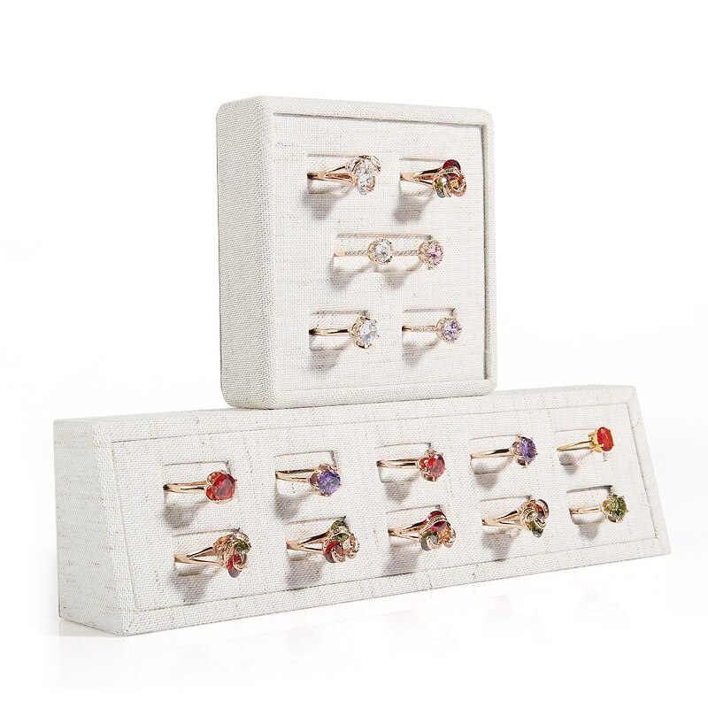 White linen Ring Display Tray jewelry Display Tray... – Grandado