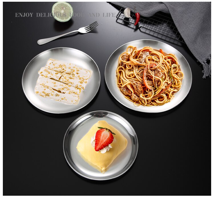 304 Stainless Steel round Plate Western Restaurant... – Grandado