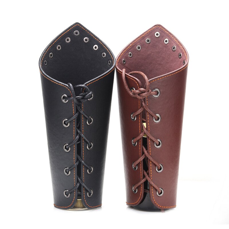 Medieval Cosplay PU Leather Armor Arm Warmer Lace-... – Grandado