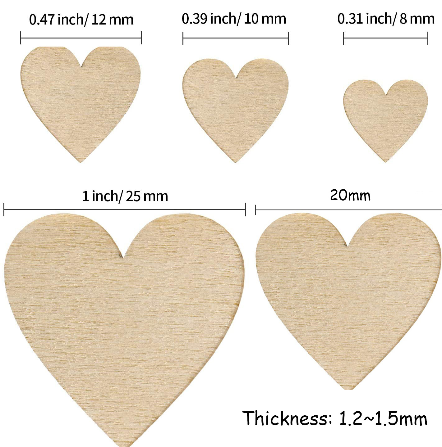 1Cm-10Cm Unfinished Houten Harten Blank Hout Slice... – Vicedeal
