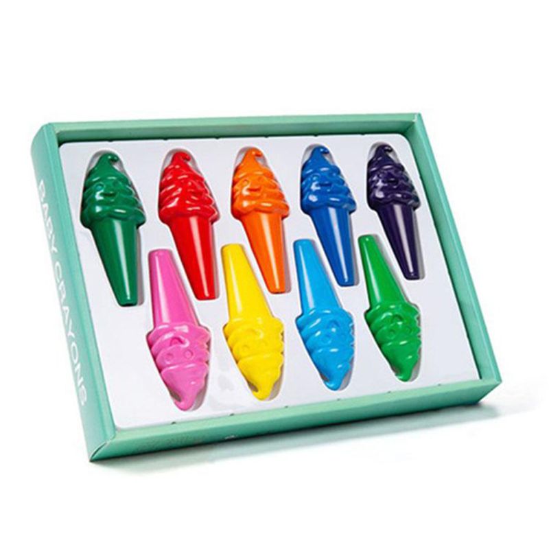 9 Colors Ice Cream Shape Crayons Non Toxic Washabl... – Grandado